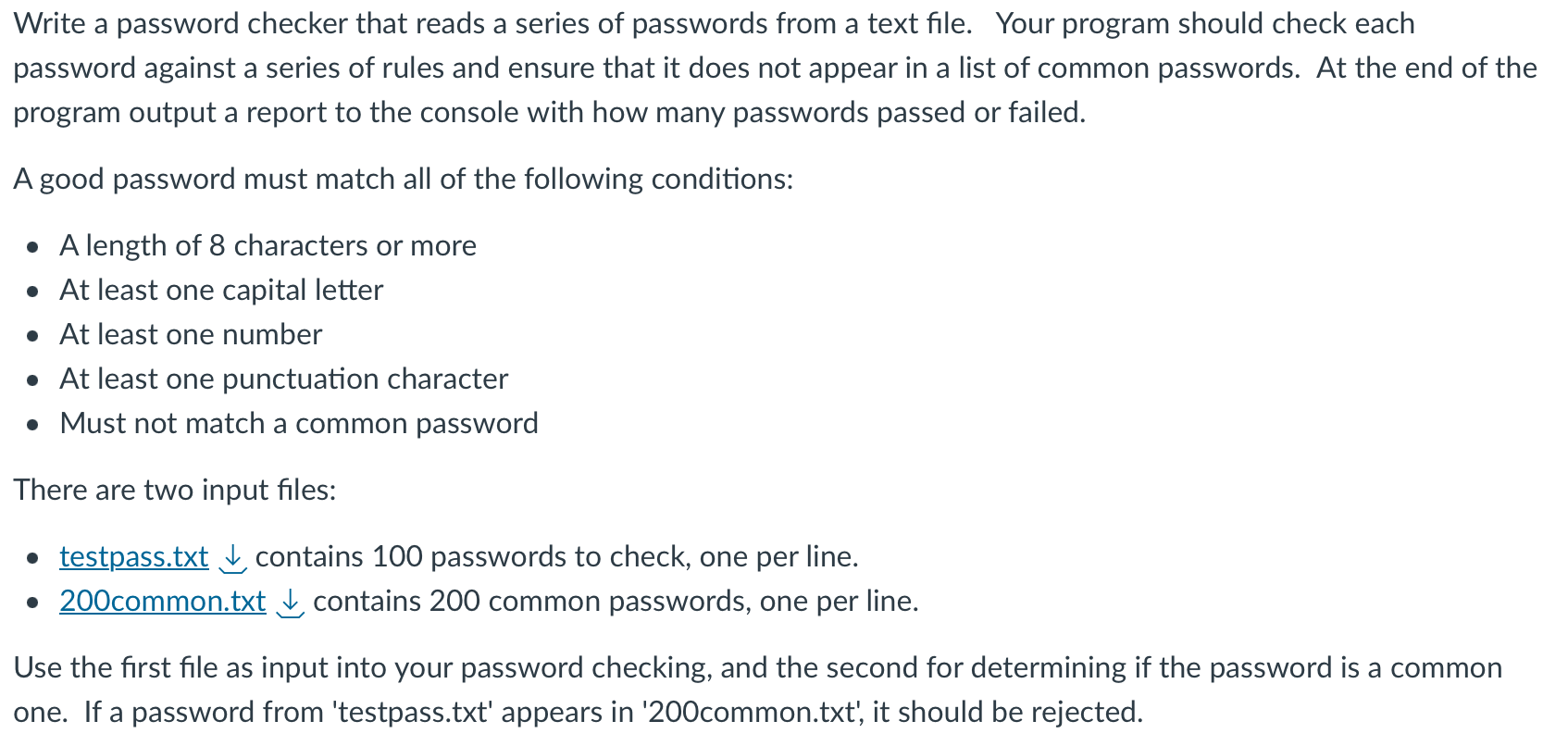 Solved Write a password checker that reads a series of | Chegg.com