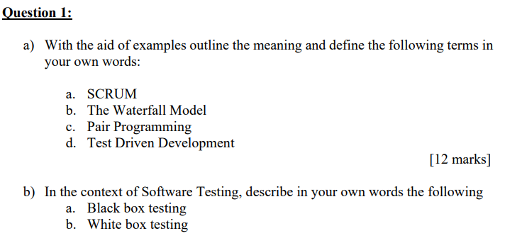 Solved Question 1: a) With the aid of examples outline the | Chegg.com