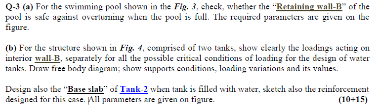 Q-3 (a) For the swimming pool shown in the Fig. 3, | Chegg.com