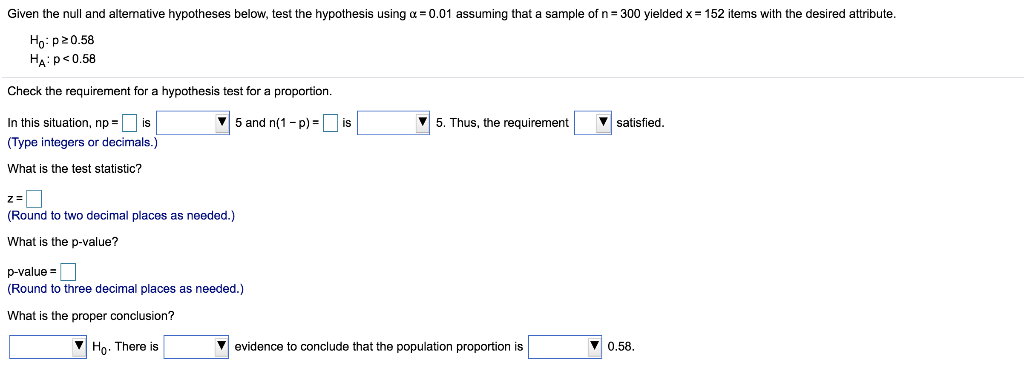 Solved drop down menu choices in order: 1. greater than, | Chegg.com