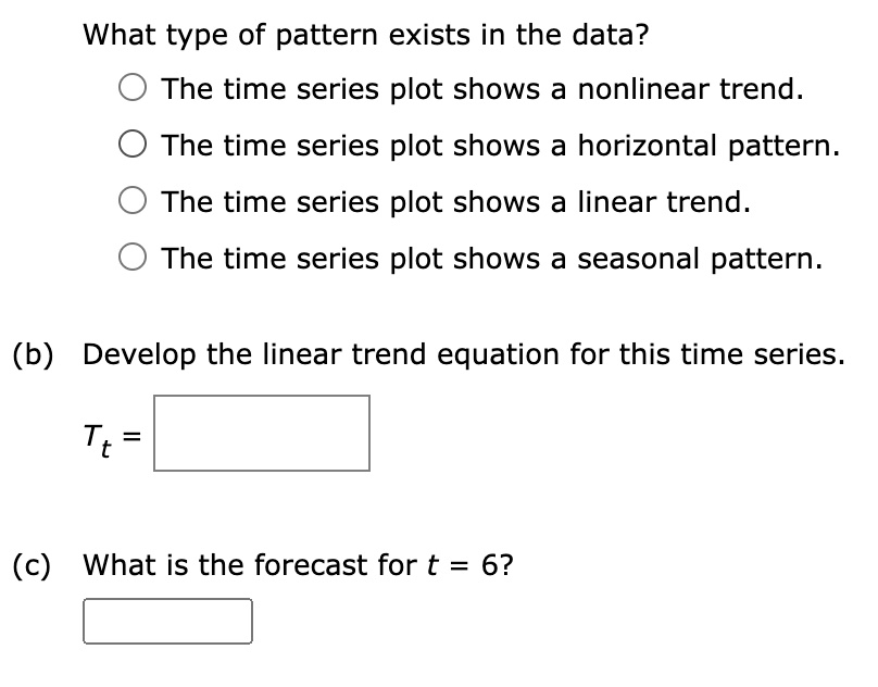 Solved Consider The Following Time Series Data A 