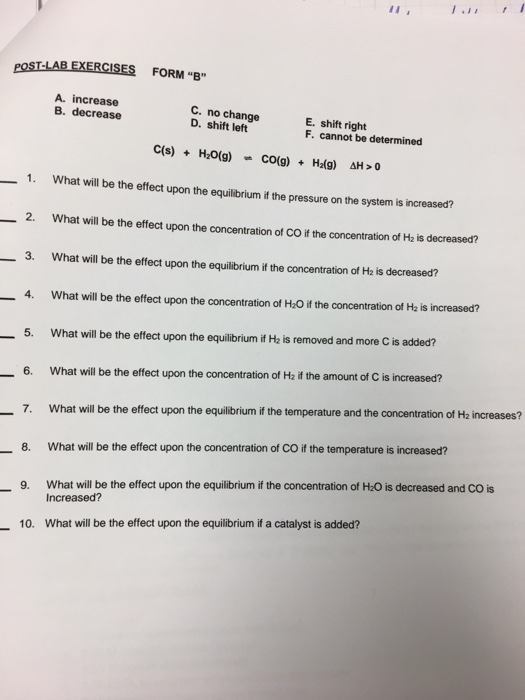 Solved ST-LAB EXERCISES FORM "B" A. increase B. decrease C. | Chegg.com