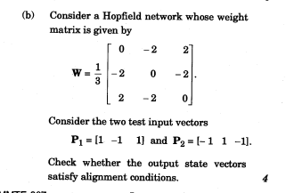 Solved (b) Consider a Hopfield network whose weight matrix | Chegg.com
