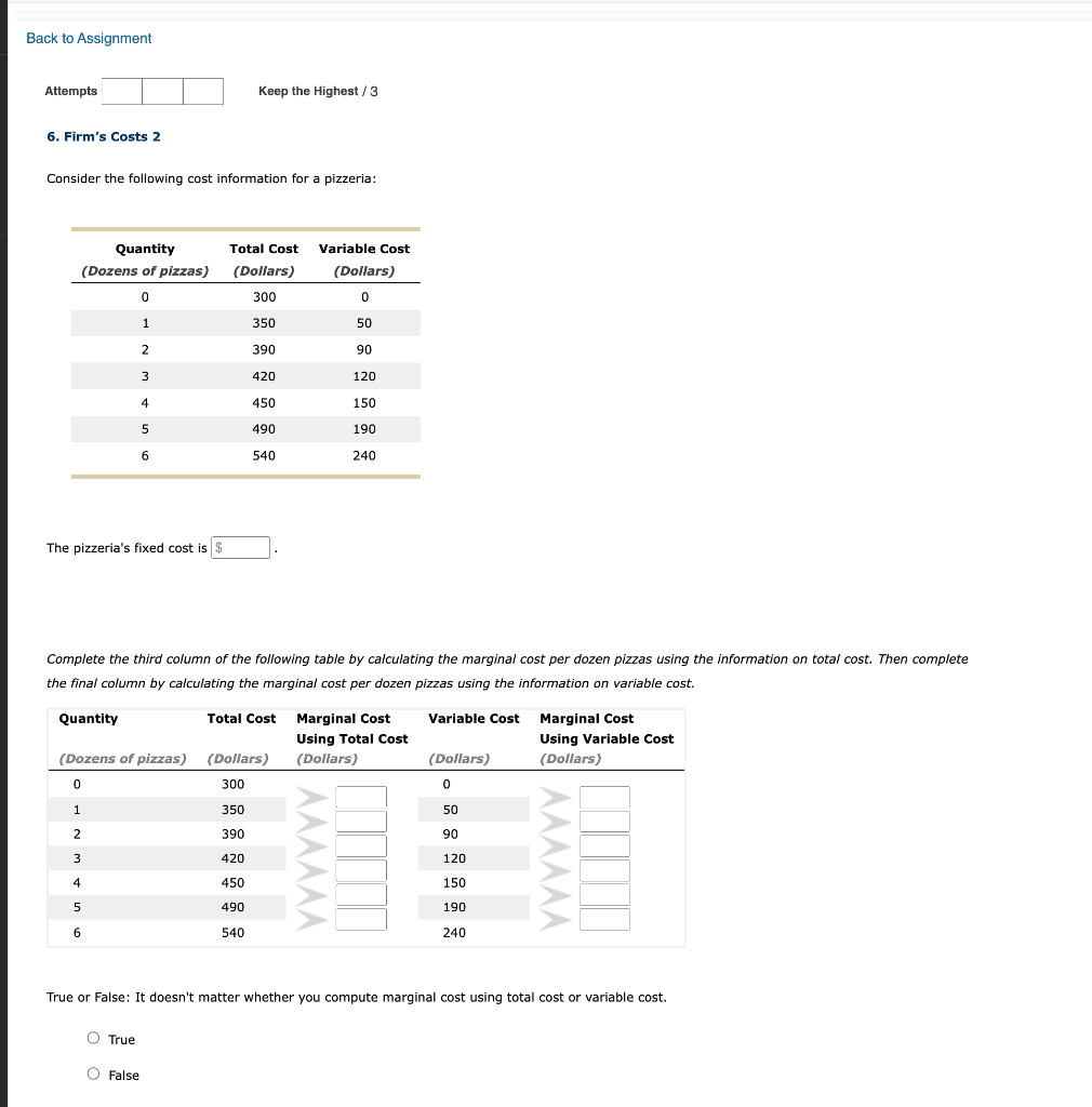 Solved Back to Assignment Attempts Keep the Highest/3 6. | Chegg.com