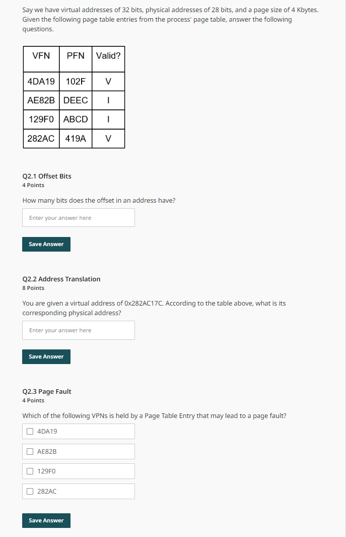 Solved Say we have virtual addresses of 32 bits, physical | Chegg.com