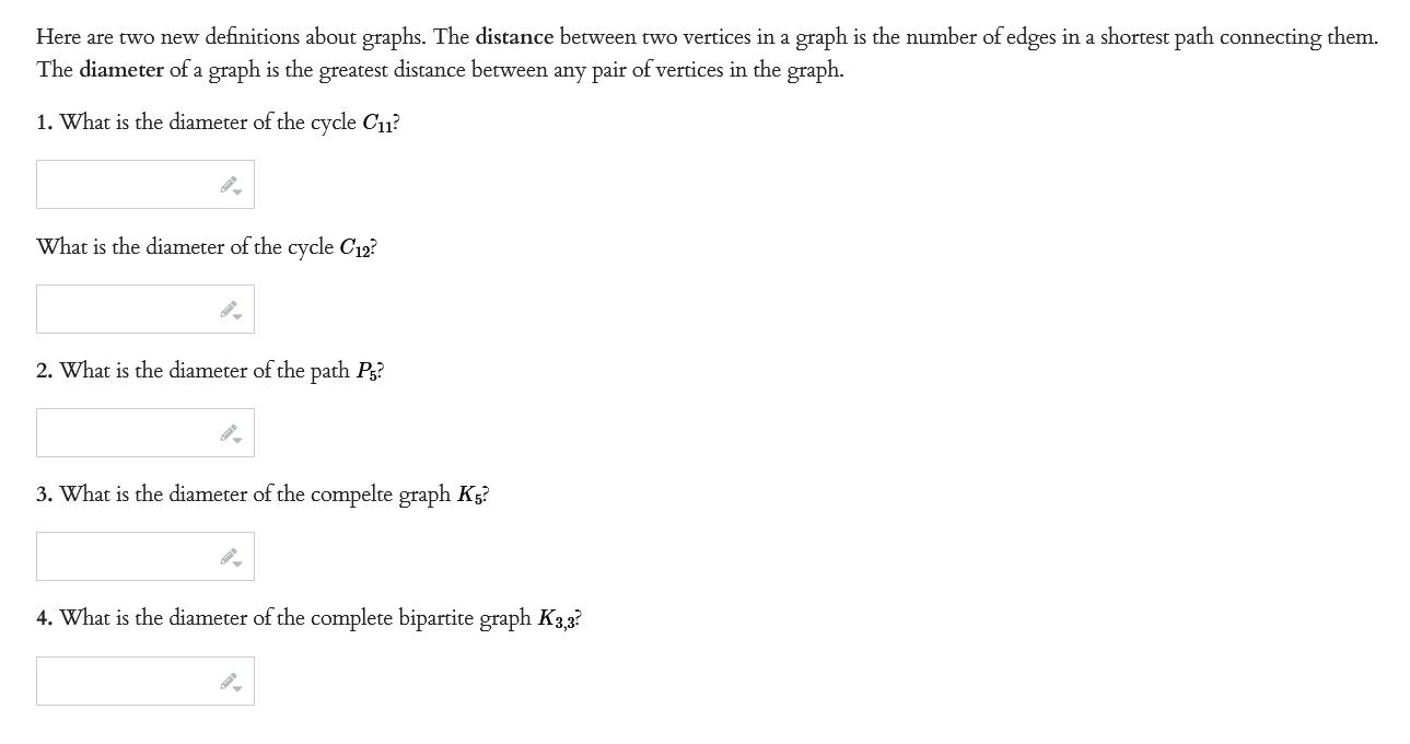 Solved Here are two new definitions about graphs. The | Chegg.com