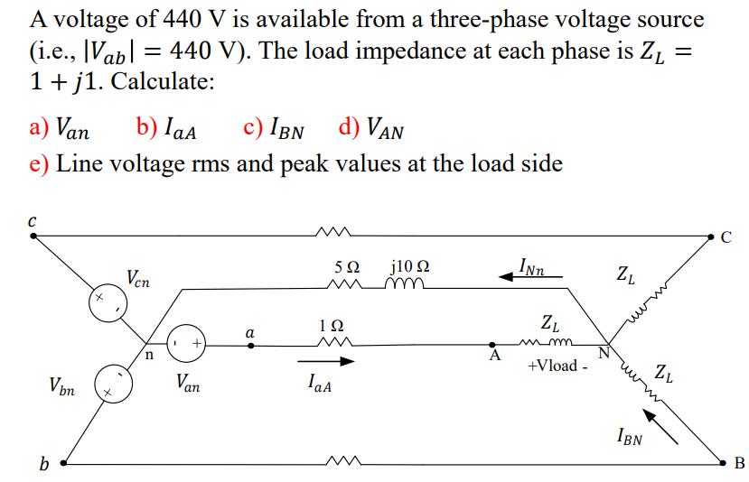 Solved A voltage of 440 V is available from a three-phase | Chegg.com