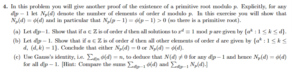 Solved 4. In this problem you will give another proof of the | Chegg.com