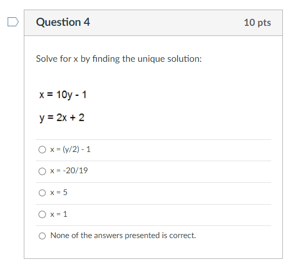 Solved Solve for x by finding the unique solution: | Chegg.com
