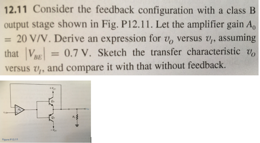 Solved 12.11 Consider the feedback configuration with a | Chegg.com