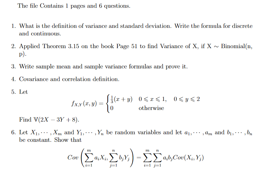 Solved The file Contains 1 pages and 6 questions. 1. What is | Chegg.com