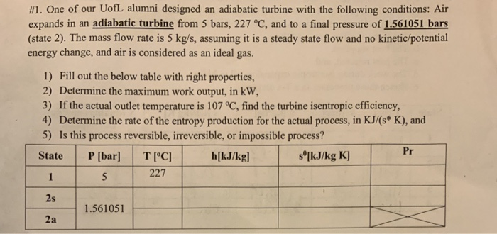 Solved #1. One of our UofL alumni designed an adiabatic | Chegg.com
