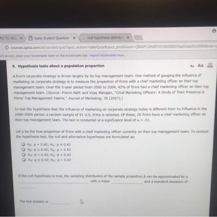 Solved 9. Hypothesis tests about a population proportion Aa | Chegg.com