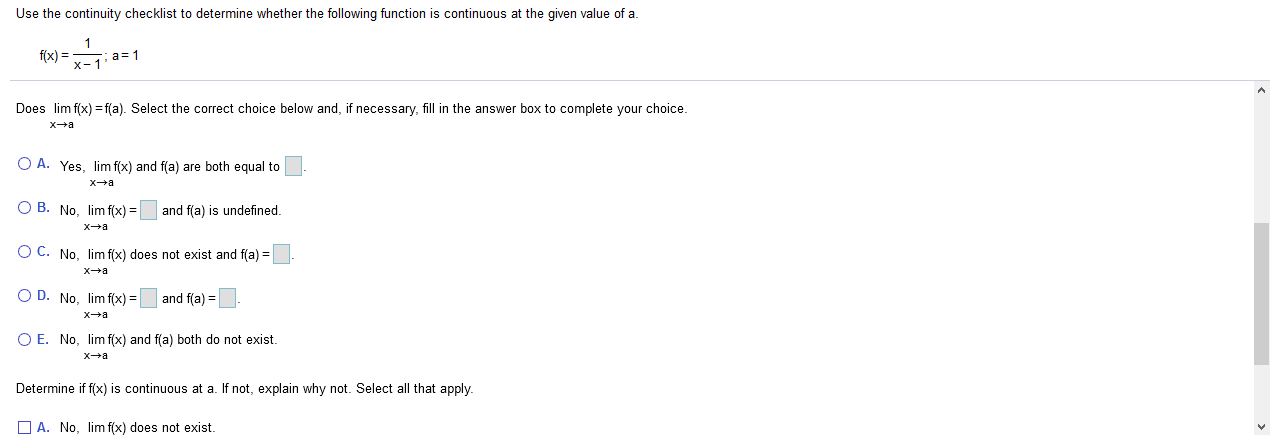 Solved Use the continuity checklist to determine whether the | Chegg.com