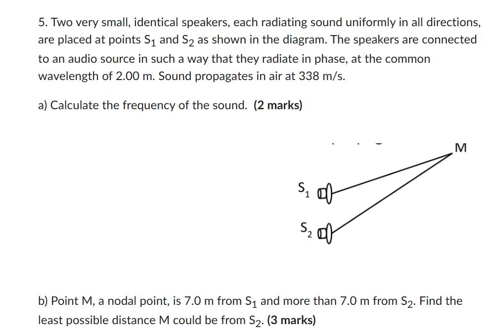 Solved 5. Two very small, identical speakers, each radiating | Chegg.com