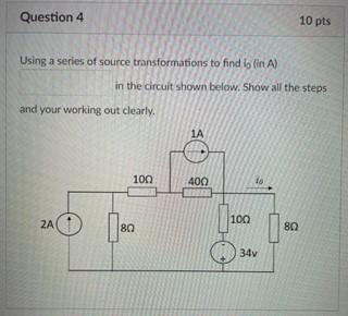 Solved Using a series of source transformations to find io | Chegg.com