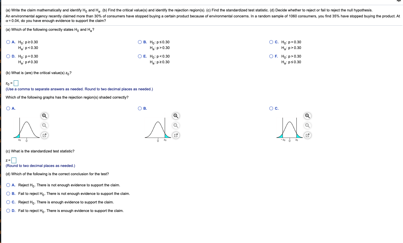 Solved (a) Write the claim mathematically and identify Ho | Chegg.com