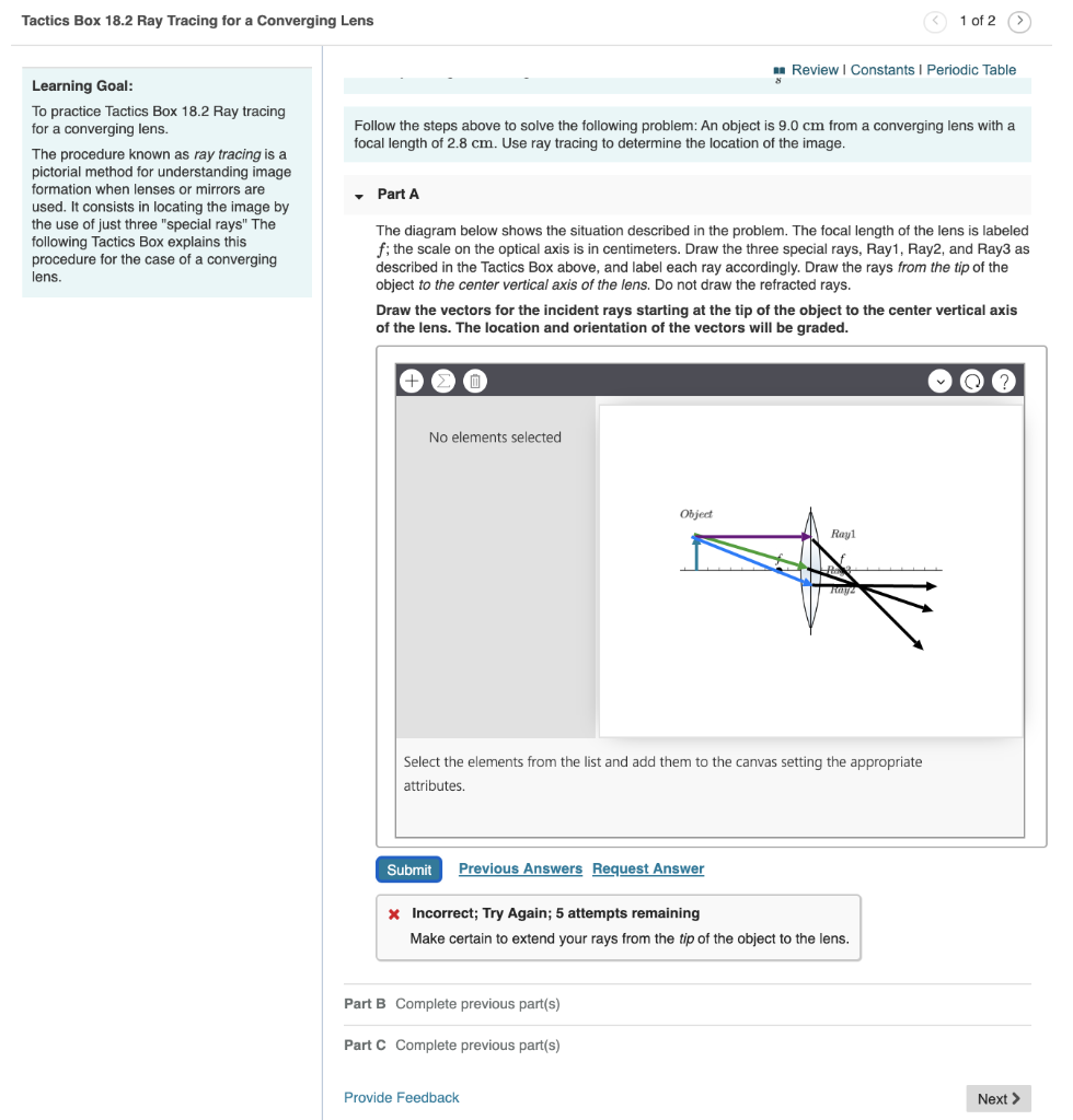 Solved Tactics Box 18.2 Ray Tracing for a Converging Lens 1 | Chegg.com