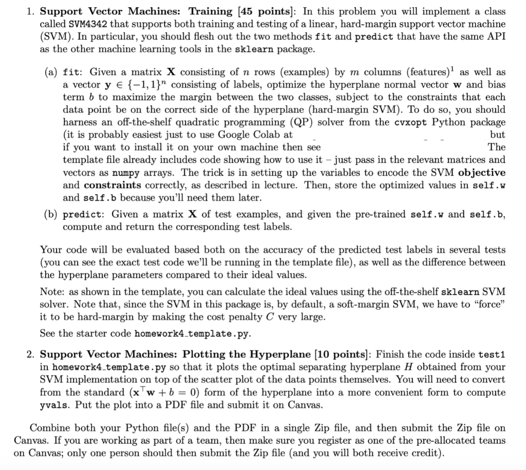 Solved Starter Code: from cvxopt import solvers, | Chegg.com