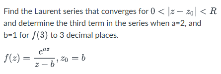 Solved Find the Laurent series that converges for \\( | Chegg.com