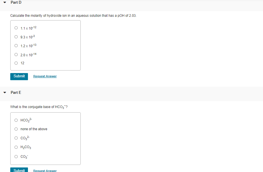 Solved Calculate the molarity of hydroxide ion in an aqueous | Chegg.com