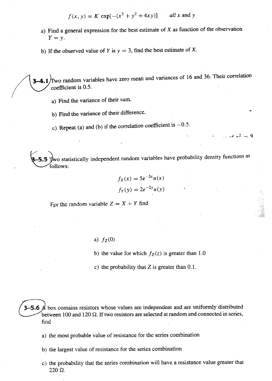 Solved (3-1.1 Two random variables have a joint probability | Chegg.com