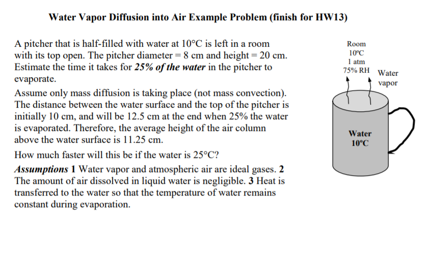 Solved Water Vapor Diffusion into Air Example Problem | Chegg.com