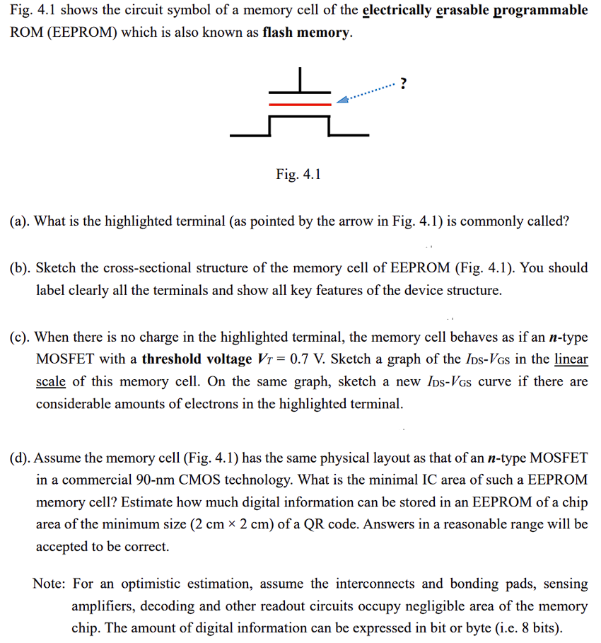 Solved Fig. 4.1 ﻿shows the circuit symbol of a memory cell | Chegg.com