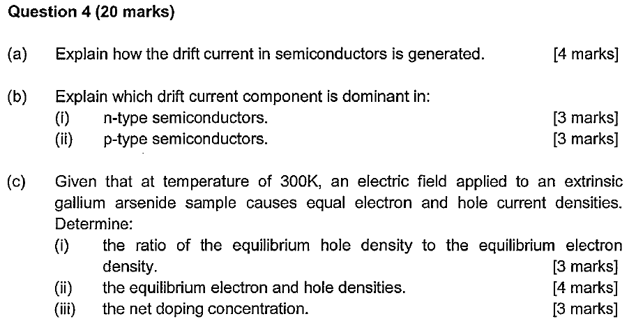 Solved Question 4 (20 ﻿marks) (a) ﻿Explain how the drift | Chegg.com