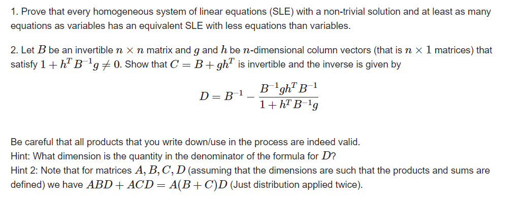 Solved 1. Prove that every homogeneous system of linear | Chegg.com