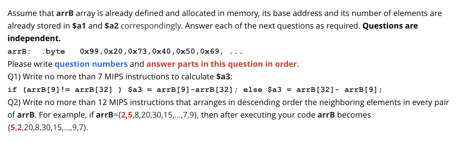 Solved arrB: Assume that arrB array is already defined and | Chegg.com