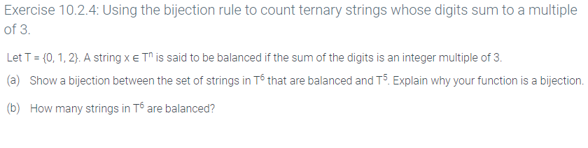 Solved Exercise 10.2.4: Using the bijection rule to count | Chegg.com