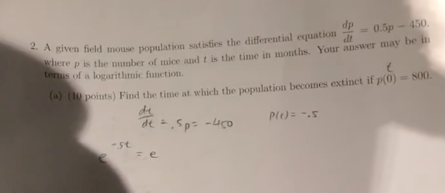 Solved dp A given field mouse population satisfies the | Chegg.com