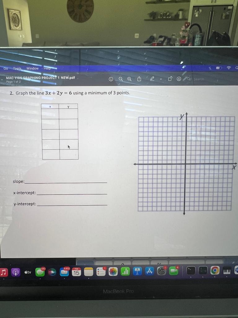 Solved 2. Graph the line 3x+2y=6 using a minimum of 3 | Chegg.com