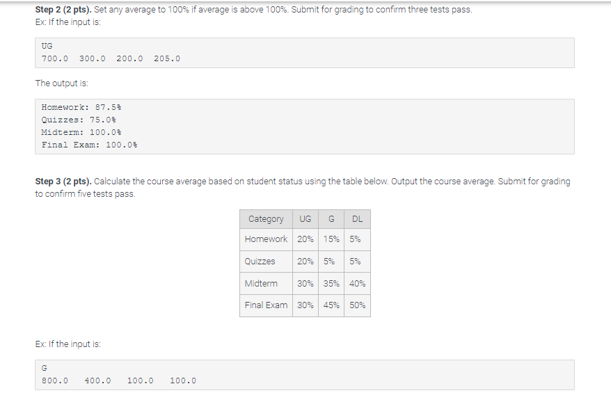Solved Step 3 (2 pts). Calculate the course average based on | Chegg.com