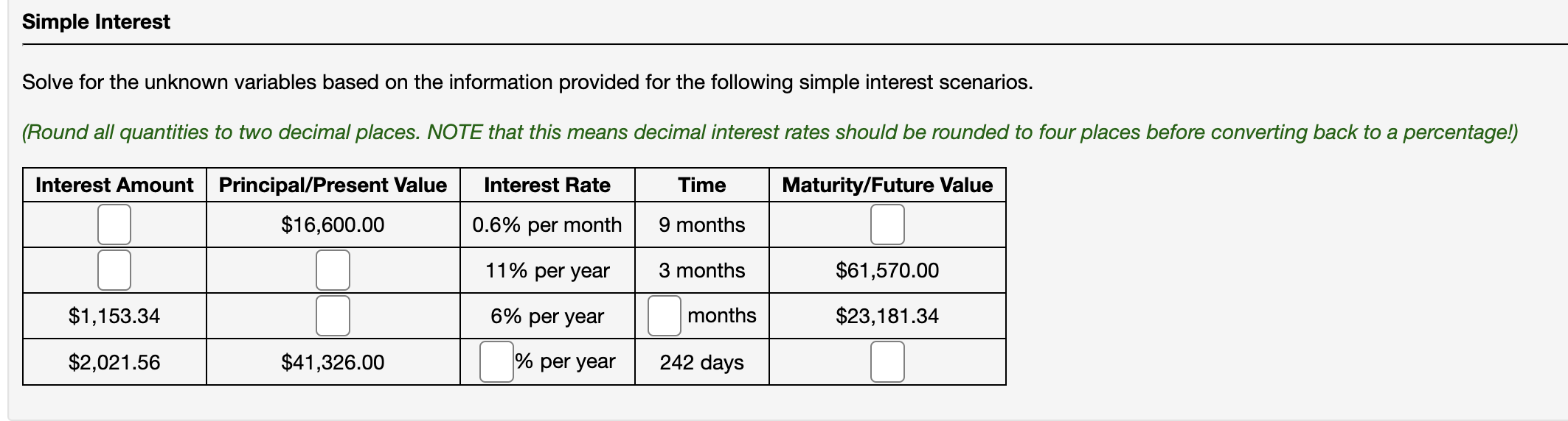 Solved Solve for the unknown variables based on the | Chegg.com