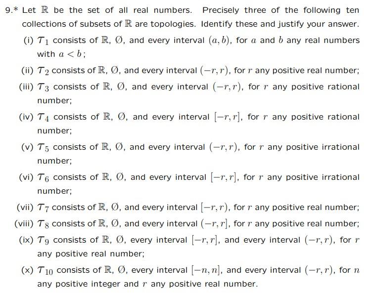 Solved collections of subsets of R are topologies. Identify | Chegg.com