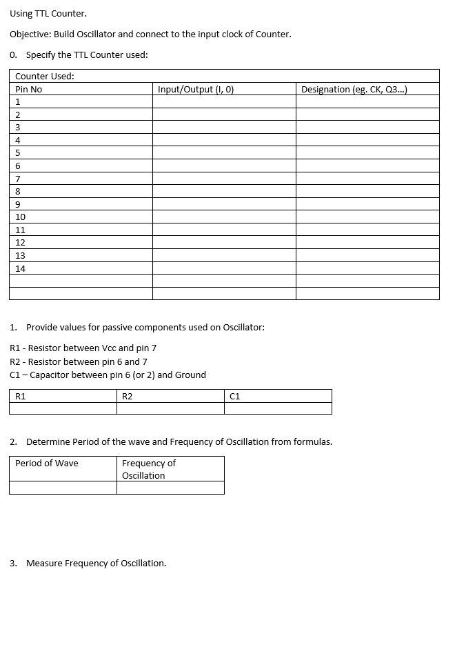 Solved Using TTL Counter. Objective: Build Oscillator and | Chegg.com