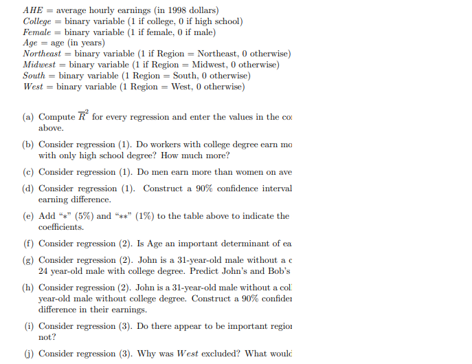 Solved 3. Multiple Regression Model (20 points) The | Chegg.com