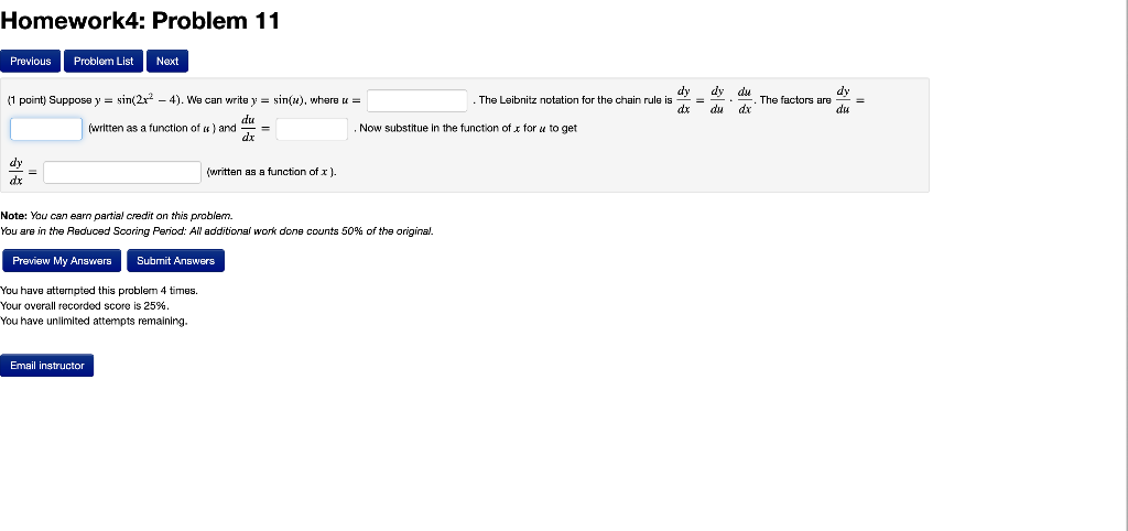 Solved Homework 4: Problem 11 Previous Problem List Next dy | Chegg.com Solved Homework 4: Problem 11 Previous Problem List Next dy | Chegg.com