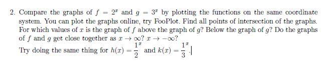 Solved 2. Compare the graphs of f = 24 and g = 32 by | Chegg.com