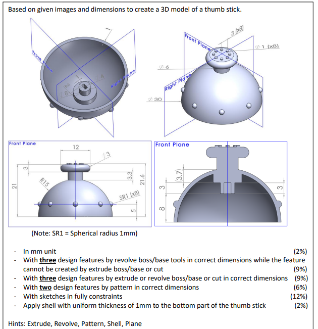 Solved Pls provide me the complete solidwork document and | Chegg.com