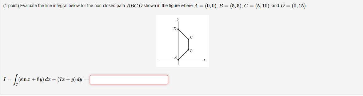 [Solved]: (1 point) Evaluate the line integral below for t