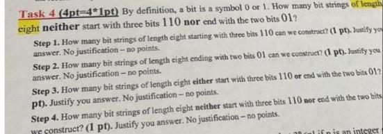 Solved Task 4(4pt=4∗1pt) By definition, a bit is a symbol 0 | Chegg.com