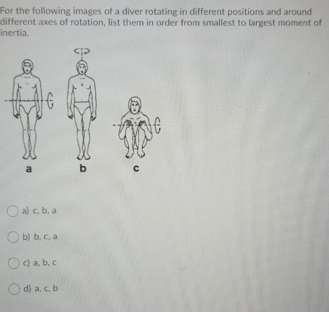 Solved For the following images of a diver rotating in | Chegg.com
