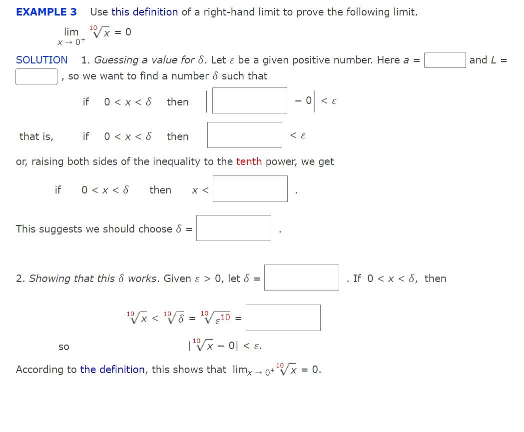 Solved EXAMPLE 3 Use this definition of a right-hand limit | Chegg.com