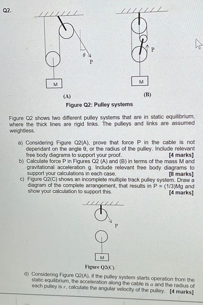Solved Q2. అవు N M м. (B) (A) Figure Q2: Pulley systems | Chegg.com