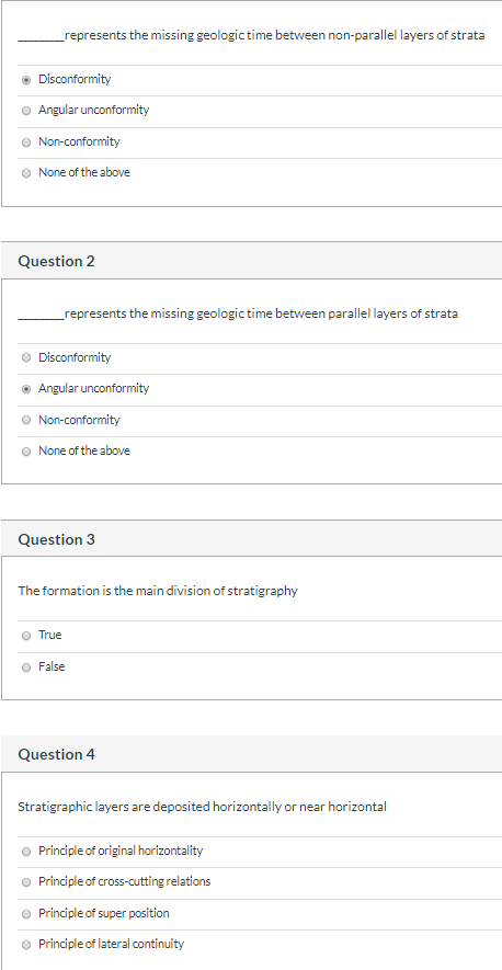 Solved represents the missing geologic time between | Chegg.com