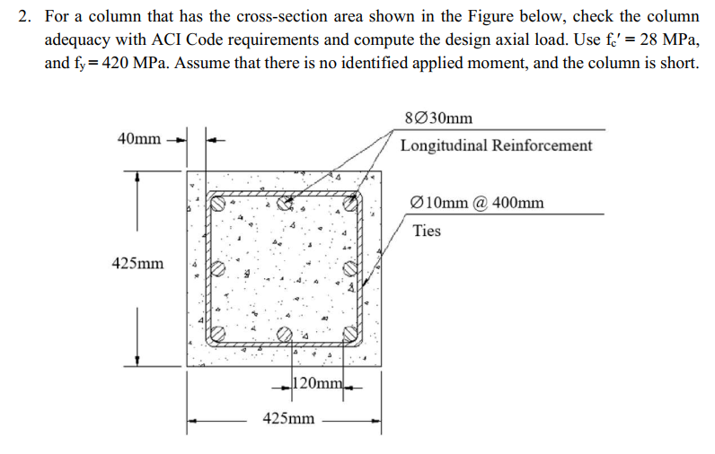 Solved 2. For a column that has the cross-section area shown | Chegg.com