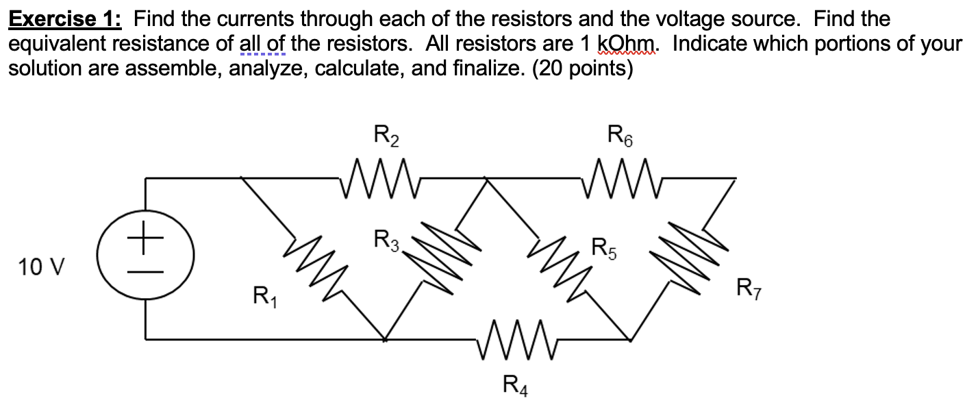 Solved Exercise 1 Find The Currents Through Each Of The